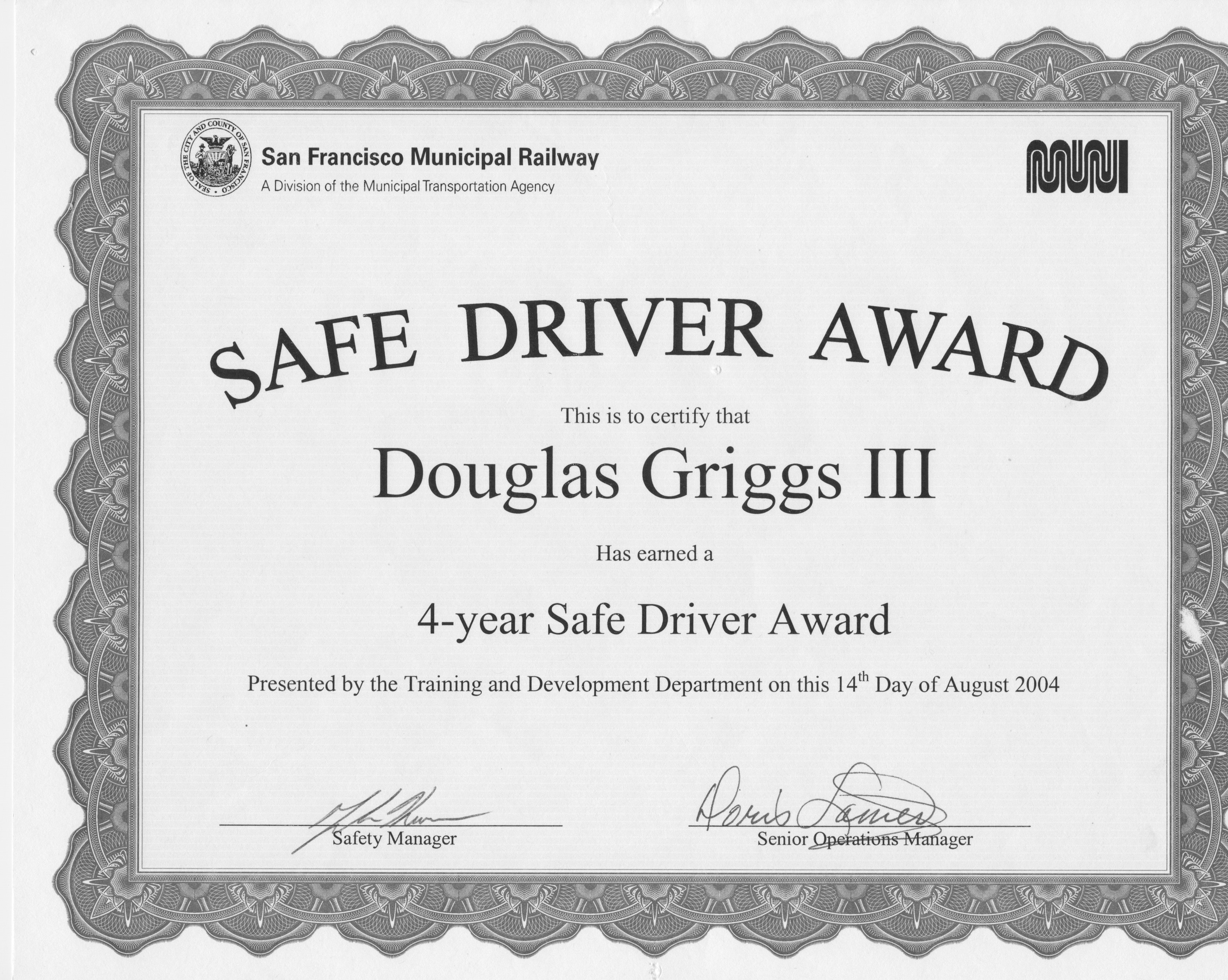 Safe Driver’s Award – The Dao of Doug: A Bus Driver's Perspective